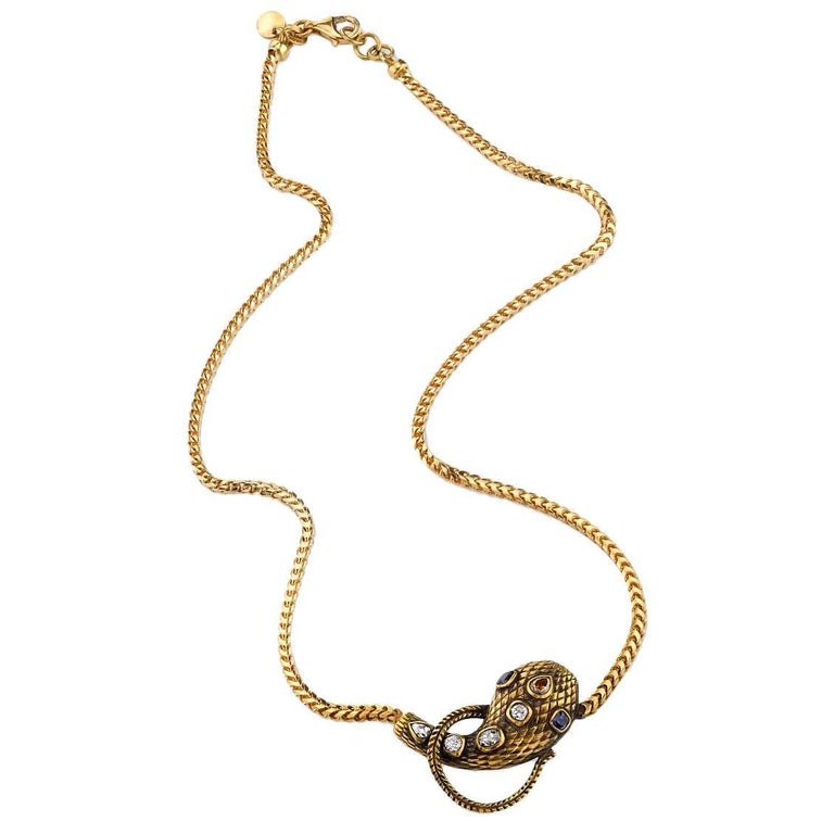 Handcrafted Alexandria Diamond and Sapphire Necklace by Single Stone ...