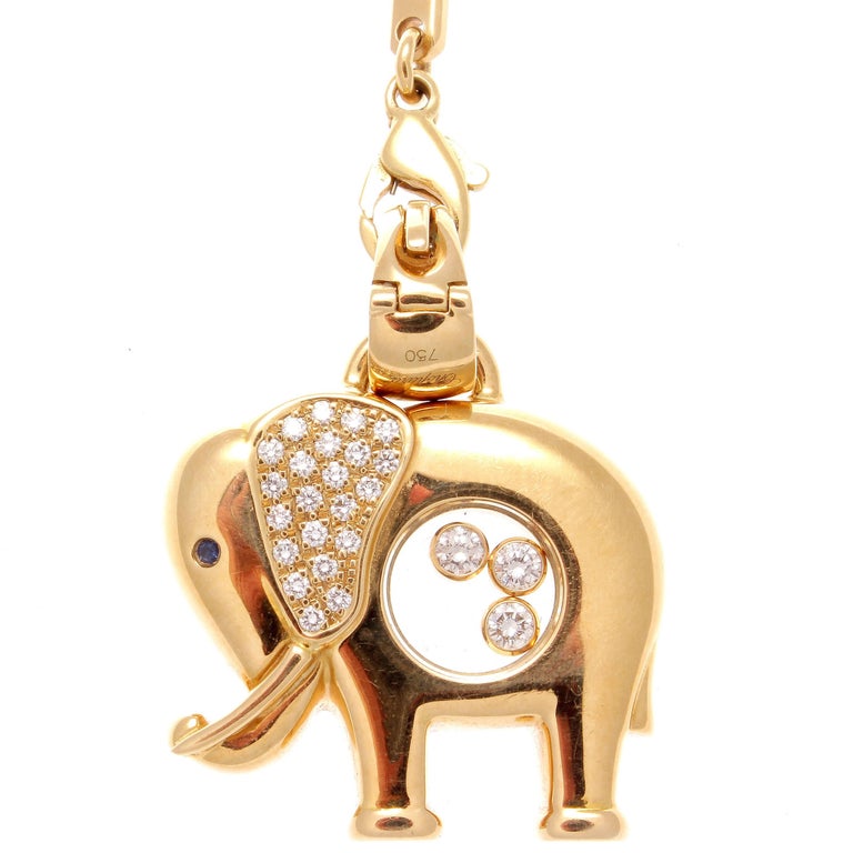 Chopard Happy Elephant Diamond Sapphire Gold Necklace at 1stDibs