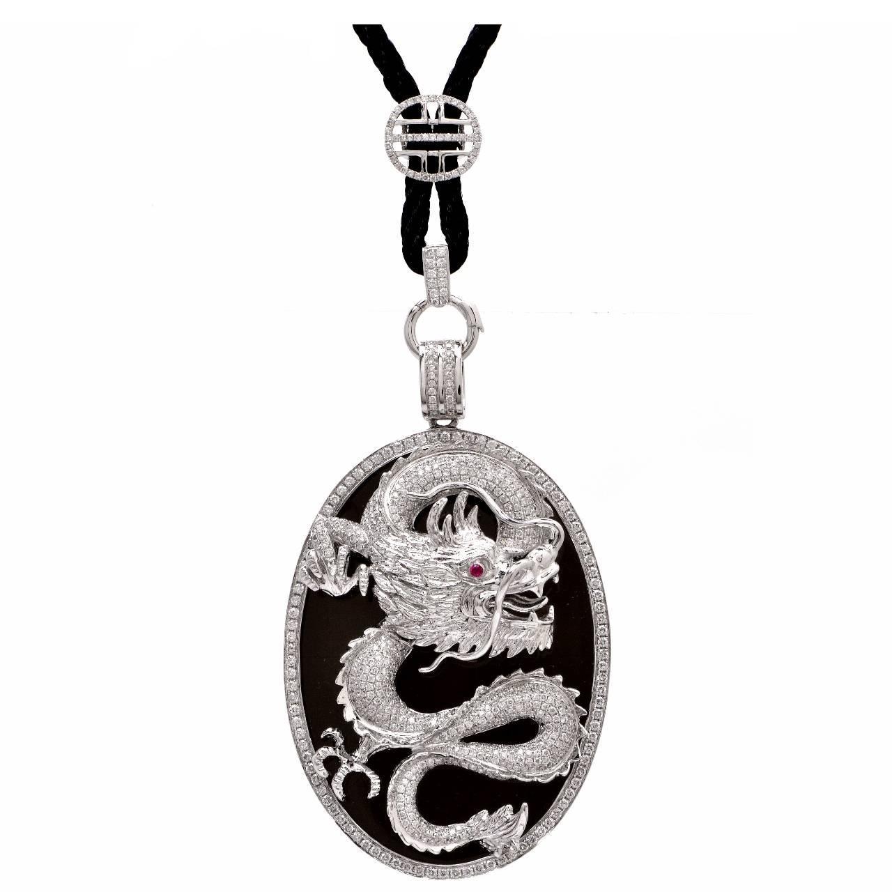 Ruby Diamond Gold Dragon Pendant at 1stdibs
