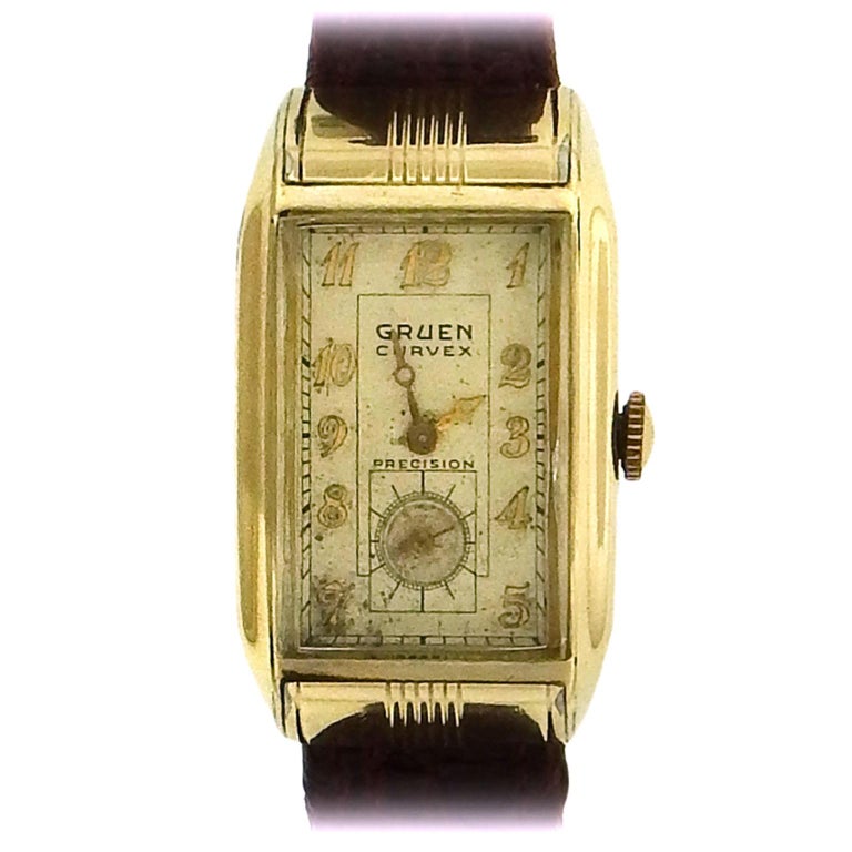 Gruen Yellow Gold Curvex Driver's Wristwatch For Sale at 1stDibs ...