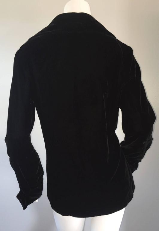 Chic 1960s 60s I. Magnin Black Silk Velvet Vintage Jacket w/ Portrait ...