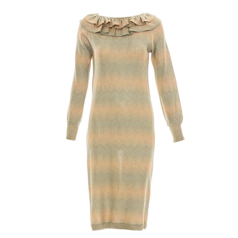 Stunning Missoni Gold Metallic Crochet Knit Kaftan Tunic Dress at 1stDibs