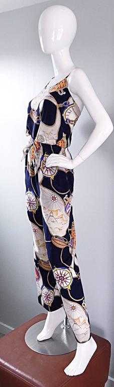 Rare Vintage Gucci Nautical ' Maps + Compass ' Silk Pant Set Jumpsuit ...