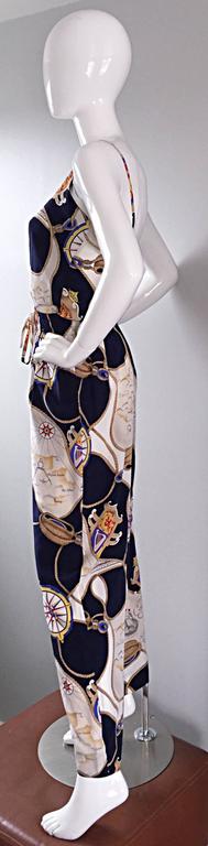 Rare Vintage Gucci Nautical ' Maps + Compass ' Silk Pant Set Jumpsuit ...