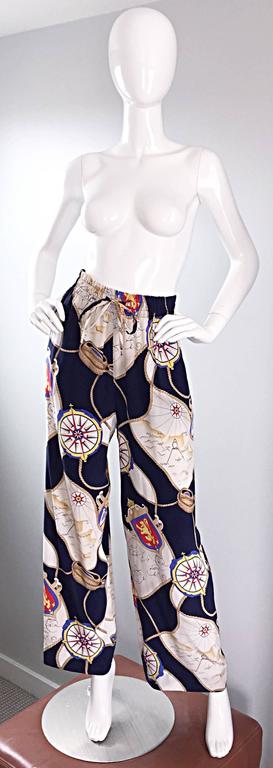 Rare Vintage Gucci Nautical ' Maps + Compass ' Silk Pant Set Jumpsuit ...