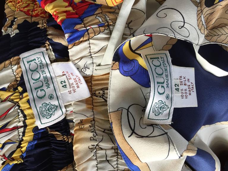 Rare Vintage Gucci Nautical ' Maps + Compass ' Silk Pant Set Jumpsuit ...