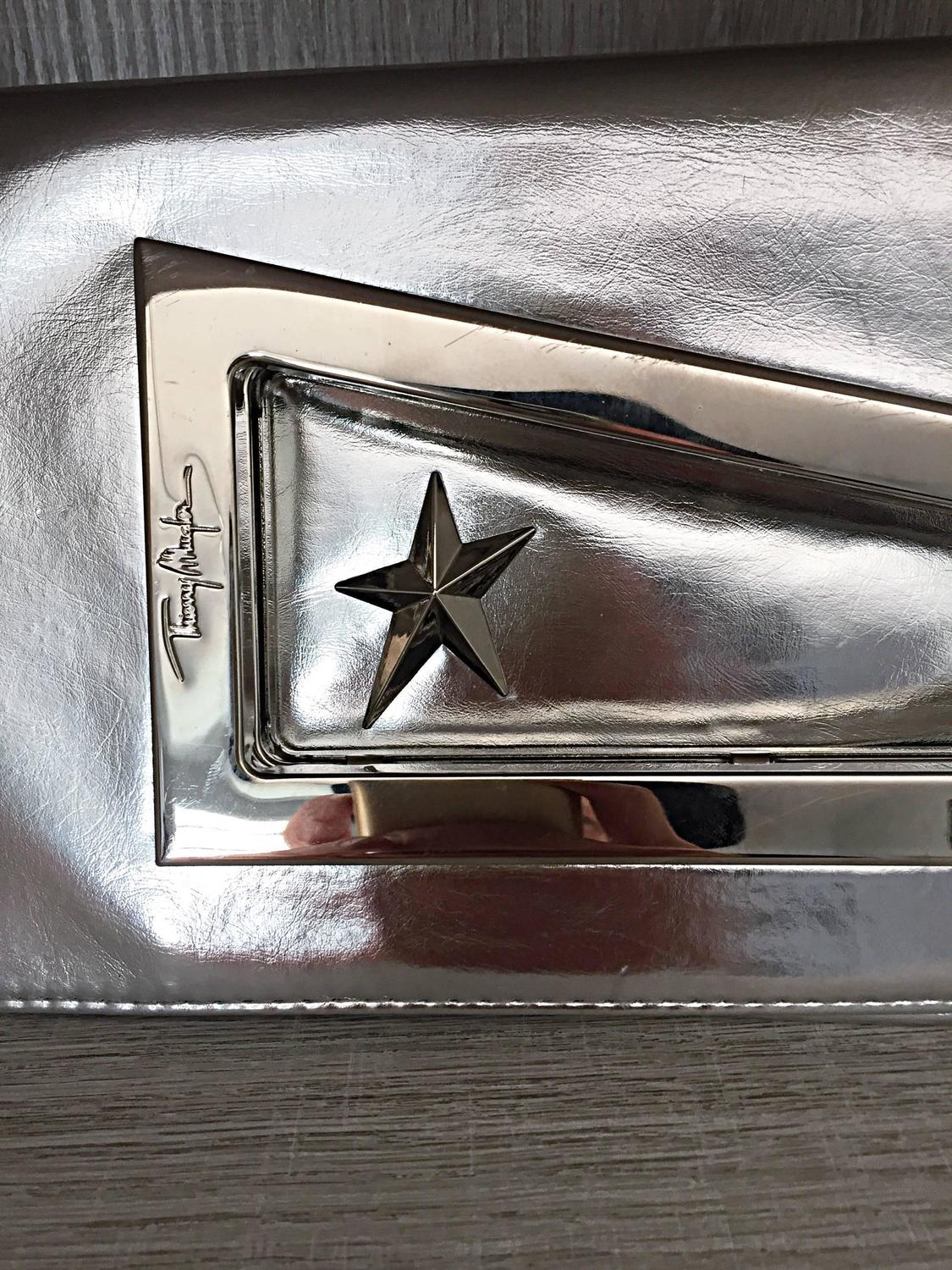 Amazing Vintage Thierry Mugler Silver Metallic Fold Over Clutch Purse ...