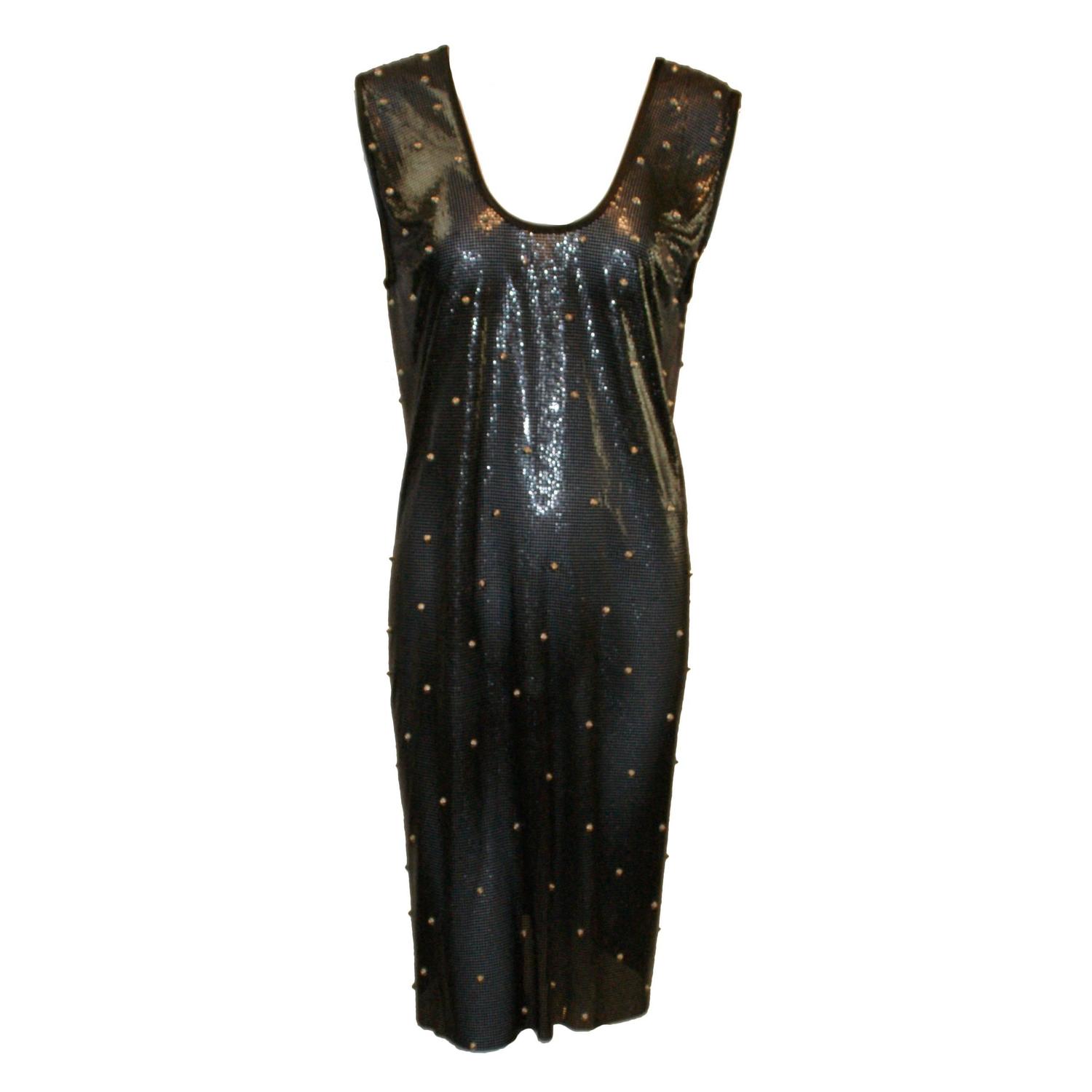 Vintage 1983 Gianni Versace Couture Studded Crystal Black Chainmail ...