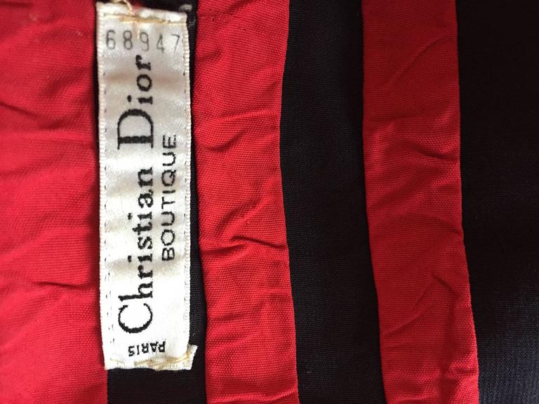 Vintage Christian Dior Couture Red + Navy Blue Striped Nautical Blazer ...