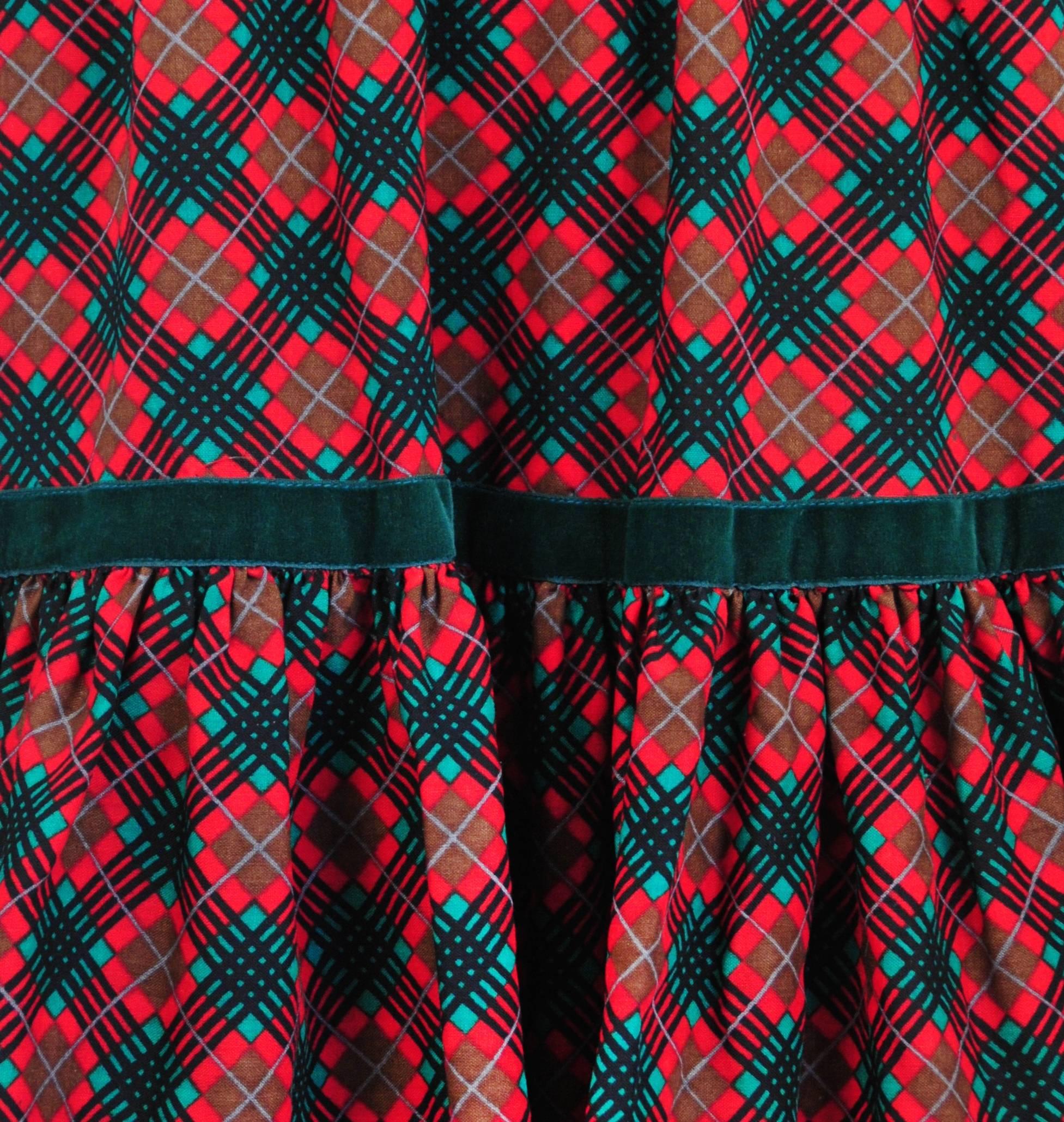 Yves Saint Laurent Pink Plaid and Black Velvet Dress at 1stDibs | saint ...