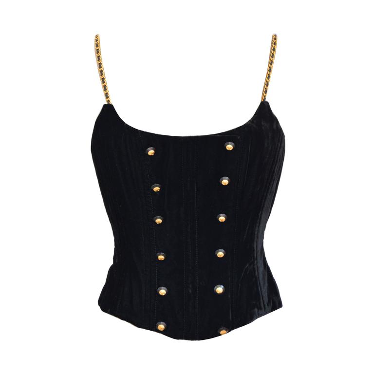 1990s Rare Chanel Black Velvet Corset Collector at 1stDibs
