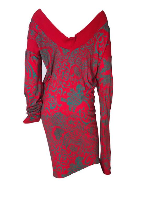Vintage Body Map Mythical Print Cotton Jersey Oversized Sleeve Dress UK ...