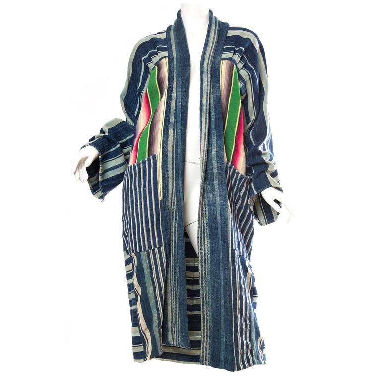 Duster made from Antique African Indigo and Native American Saltillo at ...