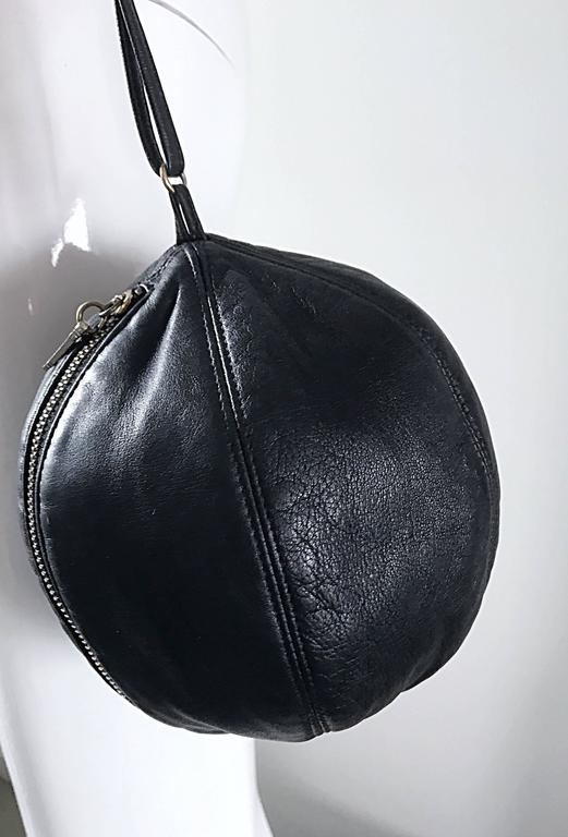 Rare Vintage Isaac Mizrahi Black Leather ' Bowling Ball ' Punch Bag ...
