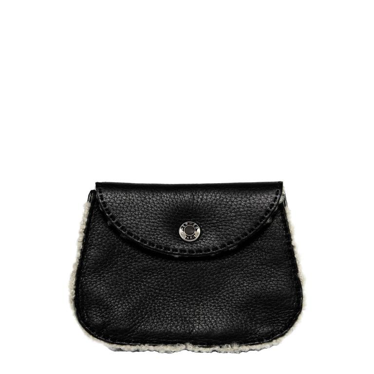 Hermes Shearling Purse Belt Black Palladium Hardware For Sale at 1stDibs