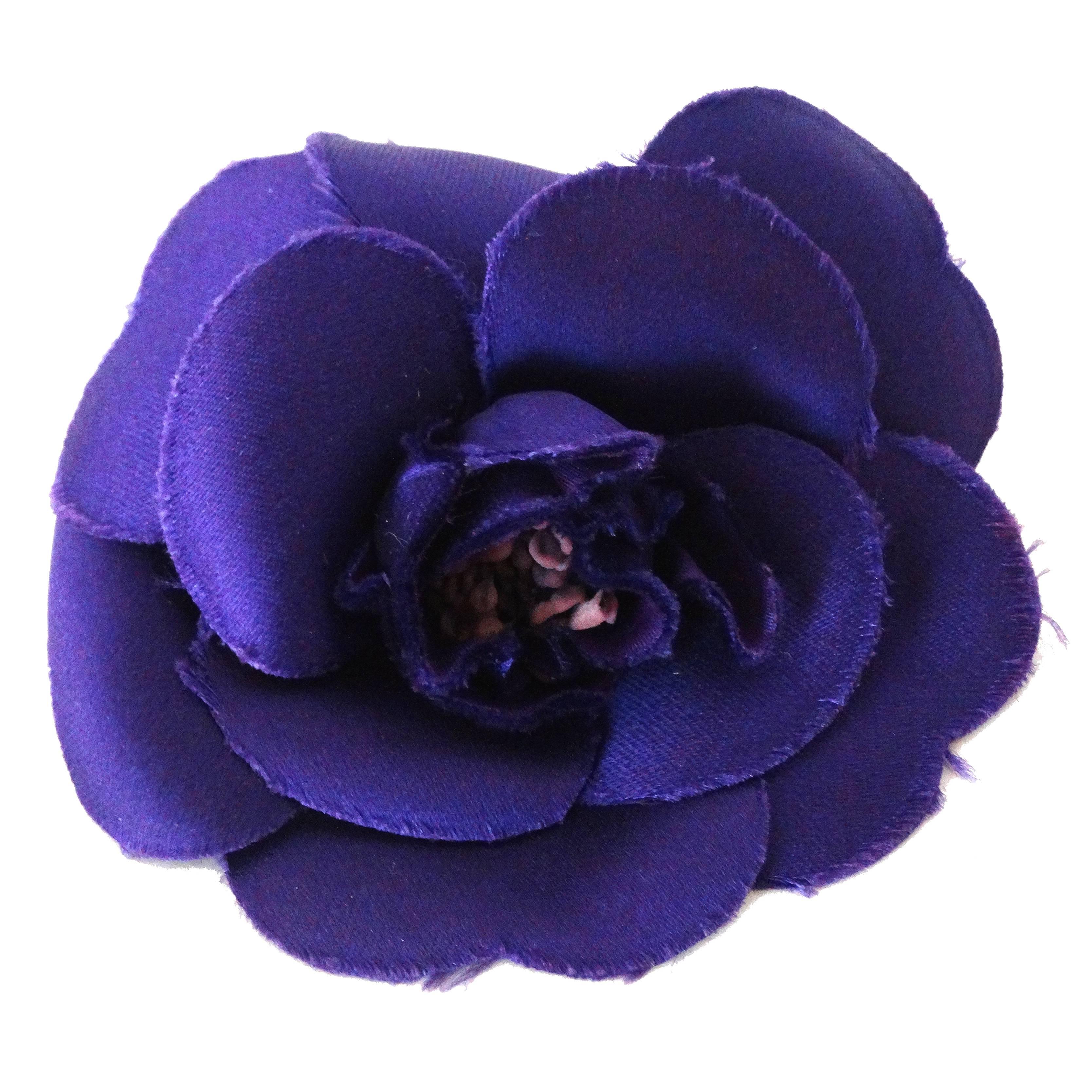 1980s Chanel Camellia Flower Satin Brooch at 1stDibs