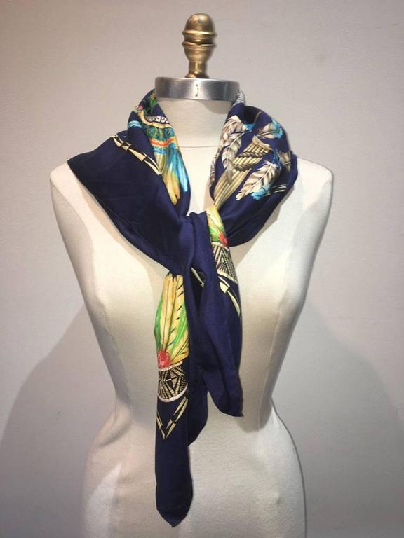 Hermes Vintage Brazil Silk Scarf in Navy Blue at 1stDibs | hermes ...
