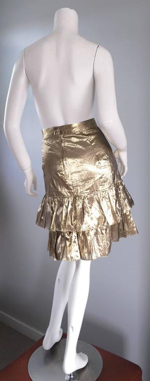 Amazing 1980s 80s Gold Metallic Vintage Tiered Pleated Ruffle Skirt at ...