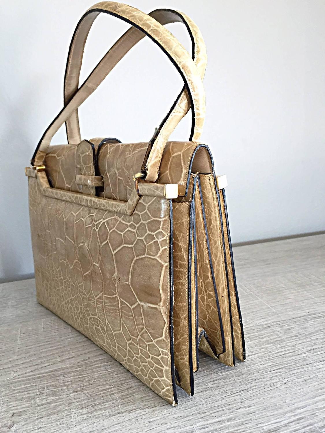 Rare Vintage 1960s Finesse La Model Alligator Taupe Beige Tan Handbag ...