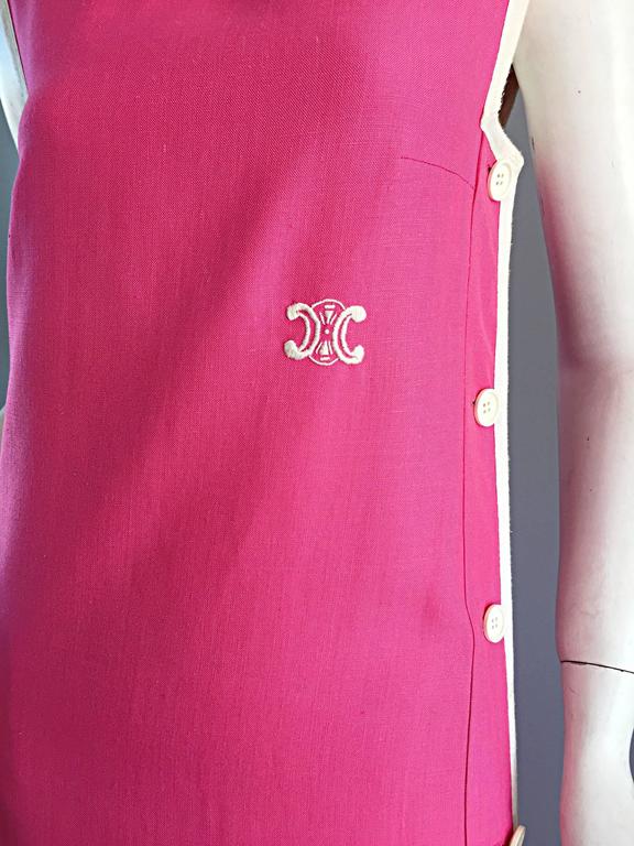 1960s Celine Bubble Gum Pink + White Vintage 60s Shift Dress For Sale ...