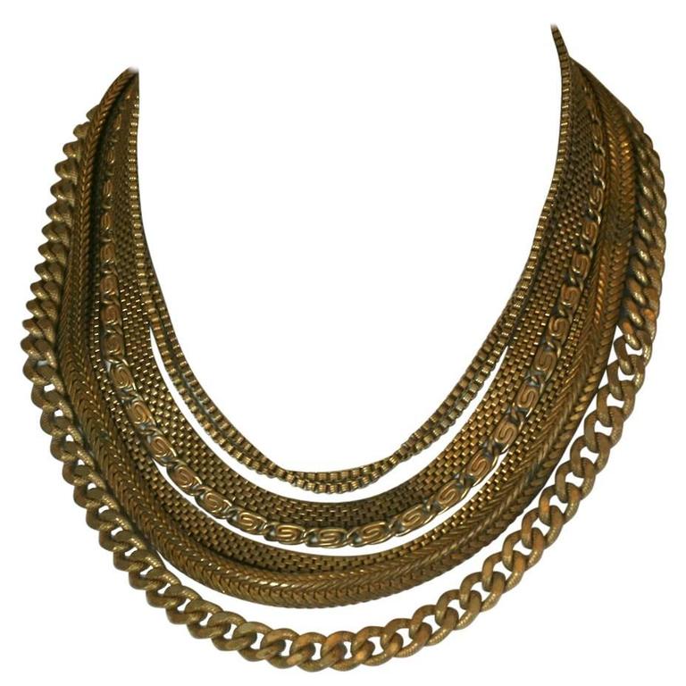 Miriam Haskell Multi Chain Necklace For Sale at 1stDibs