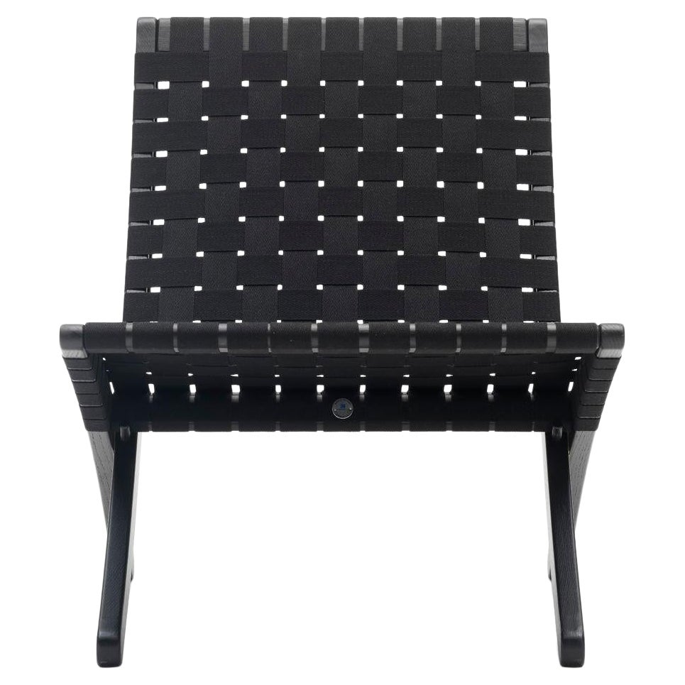 MG501 Cuba Chair in Oak Wood Frame with Black Color Cotton Webbing Seat ...