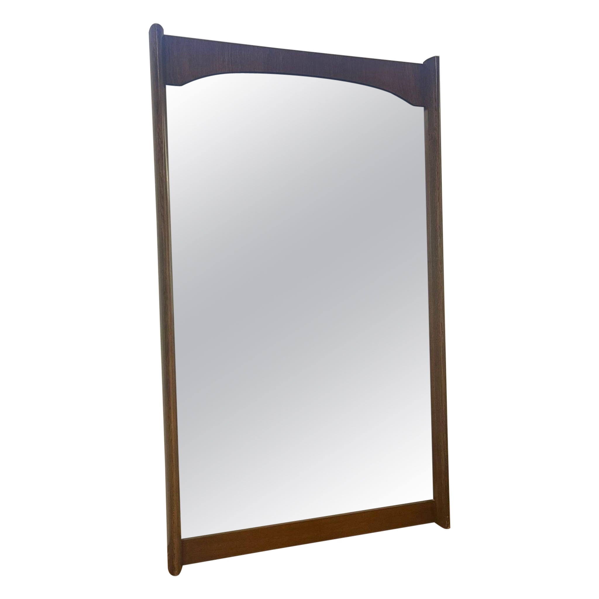 Vintage Mid Century Modern Wooden Framed Mirror With Sculpted Edge Top ...