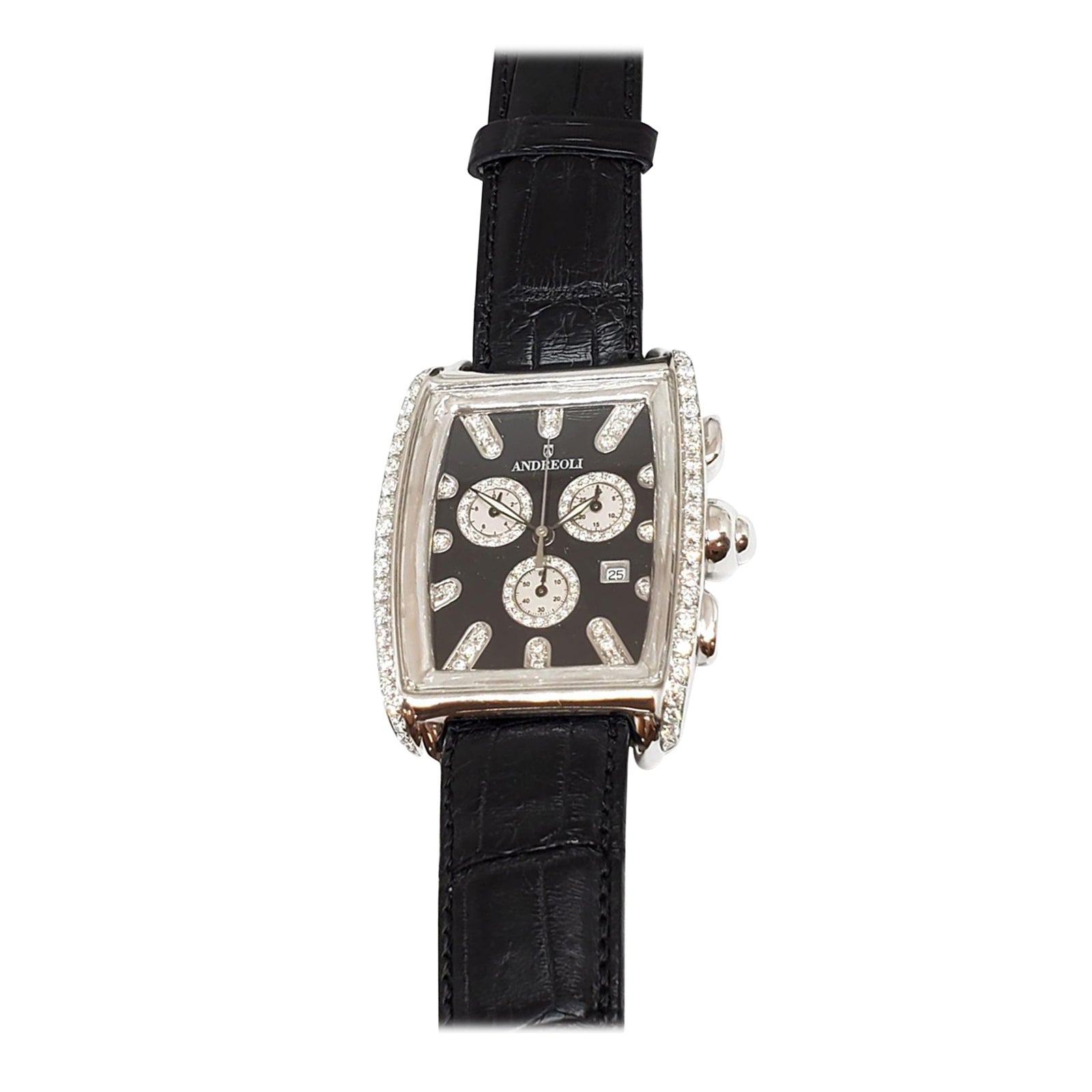 Andreoli Diamond 18 Karat White Gold Swiss Movement Watch For Sale at ...