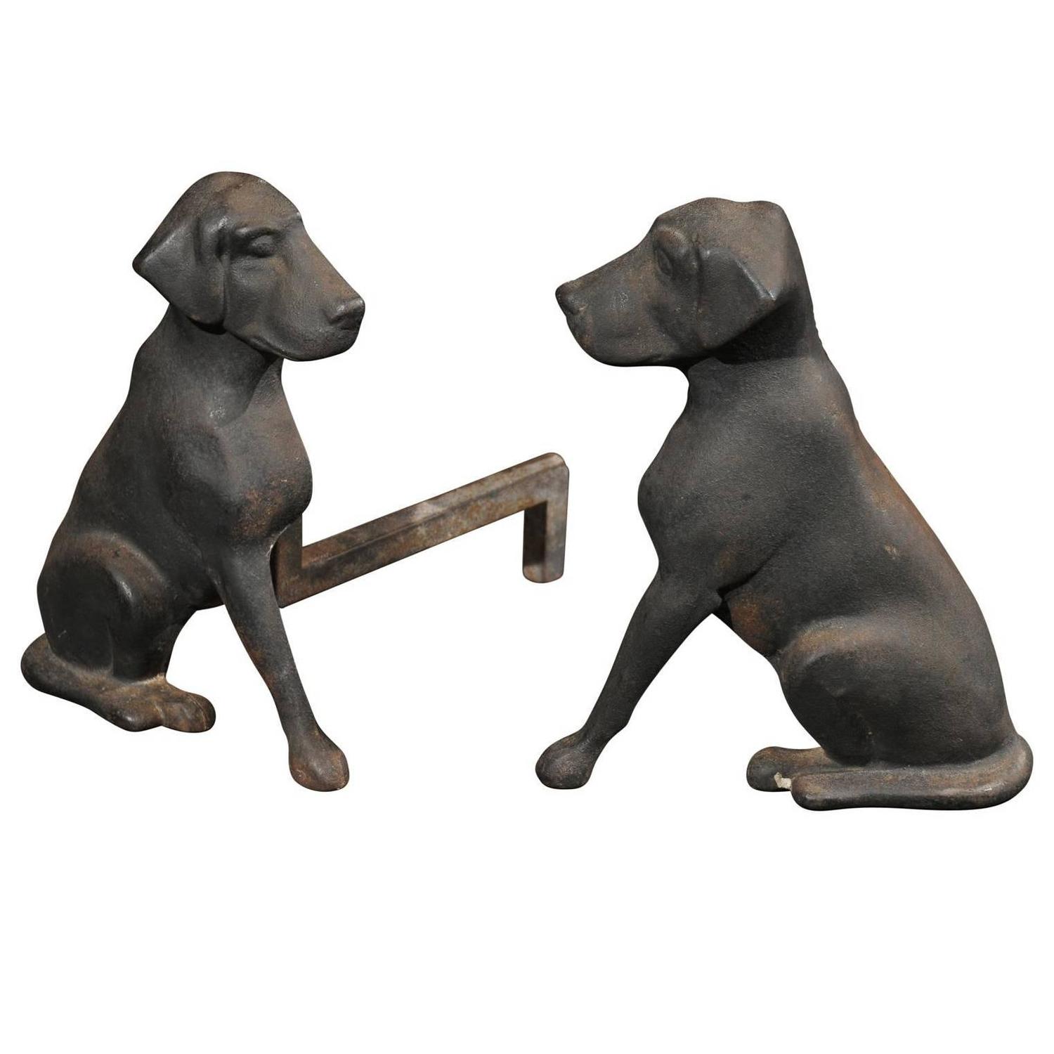Pair of Dog Andirons at 1stdibs