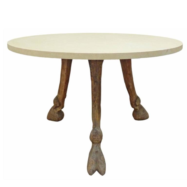 Limestone and Wood Cloven Hoof Dining Table at 1stDibs | cloven foot ...