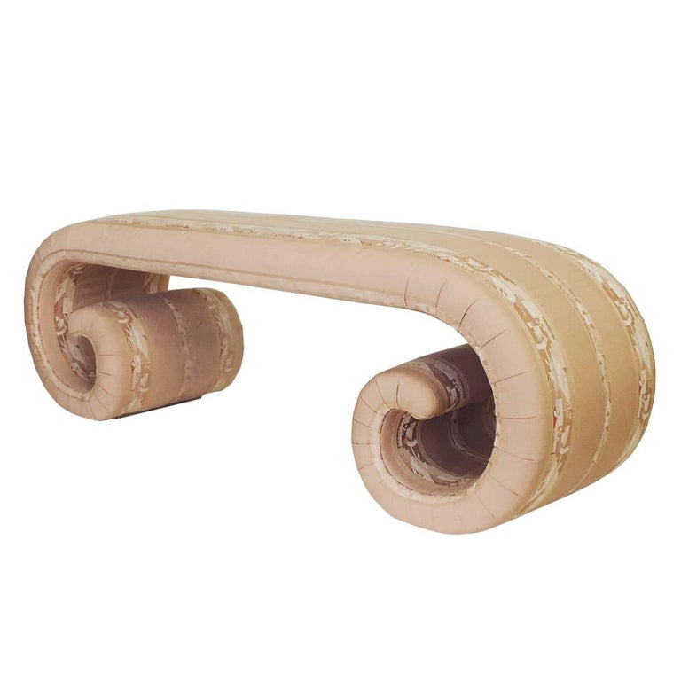 Upholstered Scroll Bench at 1stDibs