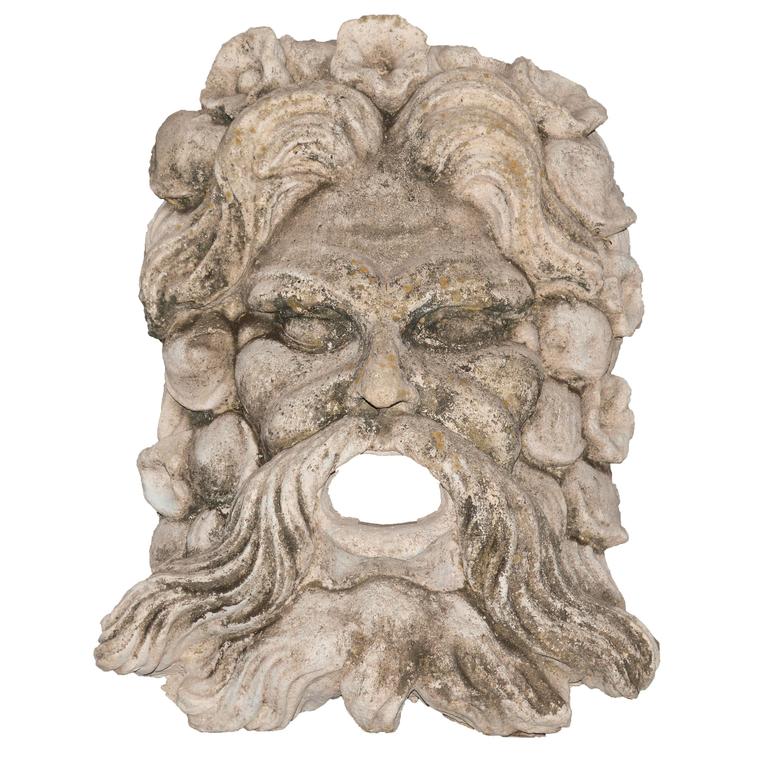 Cast Stone Mask Fountain of Neptune of the Sea at 1stDibs