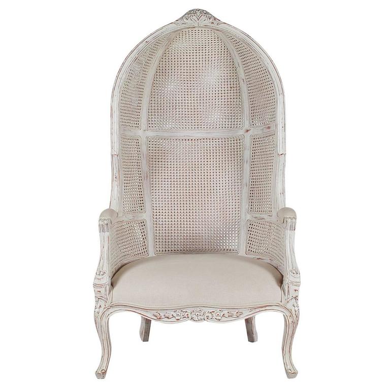 French Style Cane Wingback Canopy Porters Chair at 1stDibs