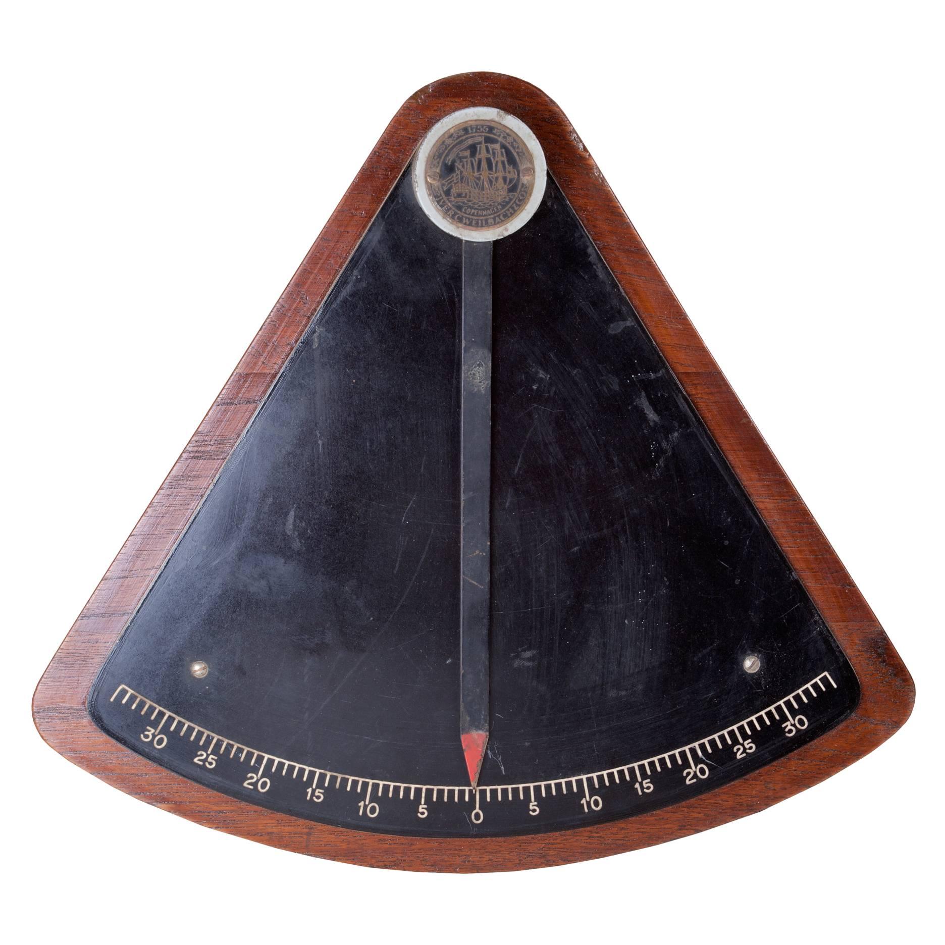 Mid-Century Wood and Metal Ship's Clinometer at 1stDibs