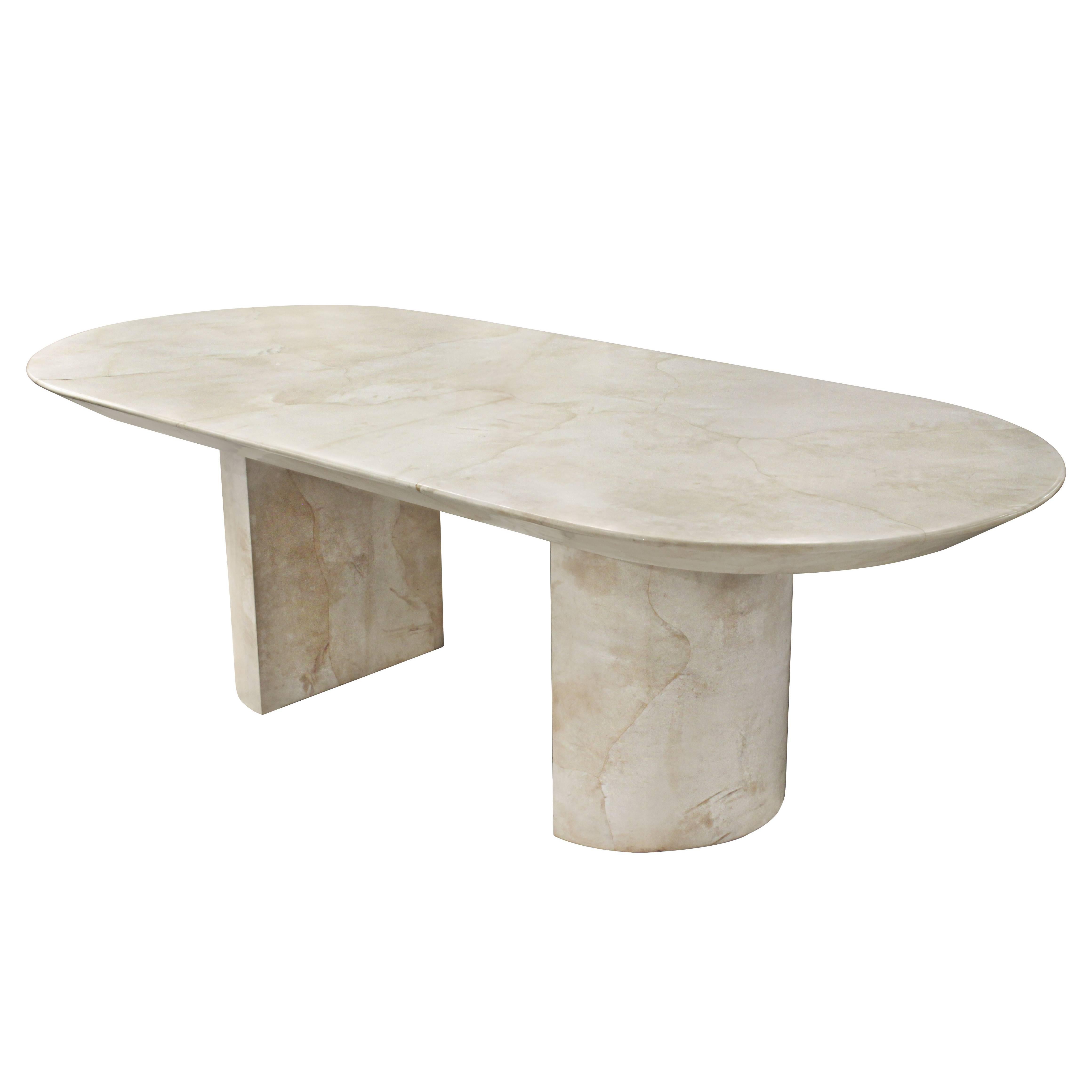 "Knife Edge Dining Table" in Bleached Goatskin by Karl Springer at ...
