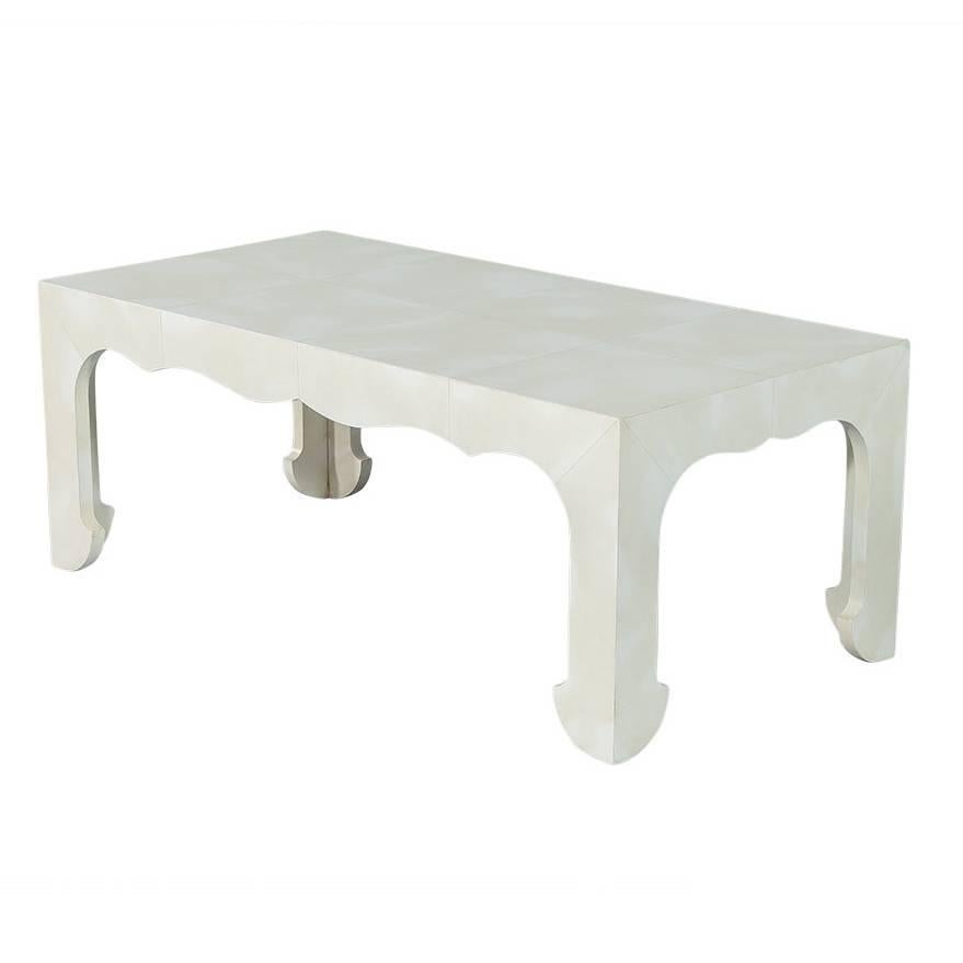 Hickory White Modern Vellum Parchment Cocktail Table at 1stDibs