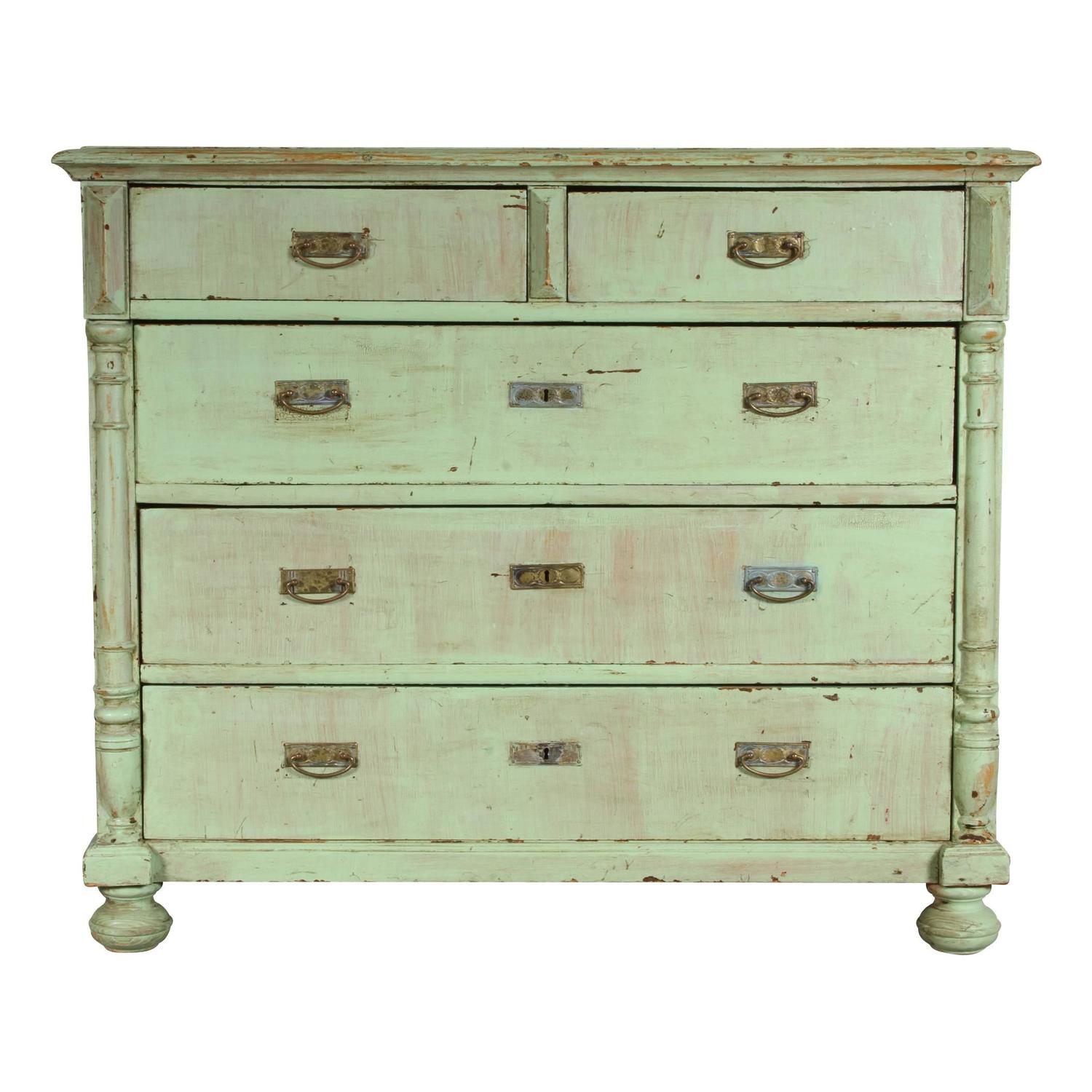 Antique Green Paint Chest For Sale at 1stdibs