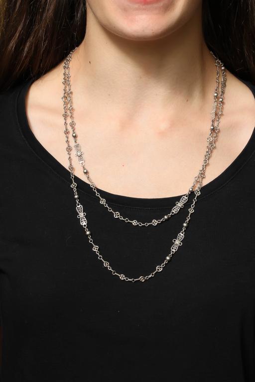 1900 Silver Filigree Chain Necklace at 1stDibs | silver filigree necklace