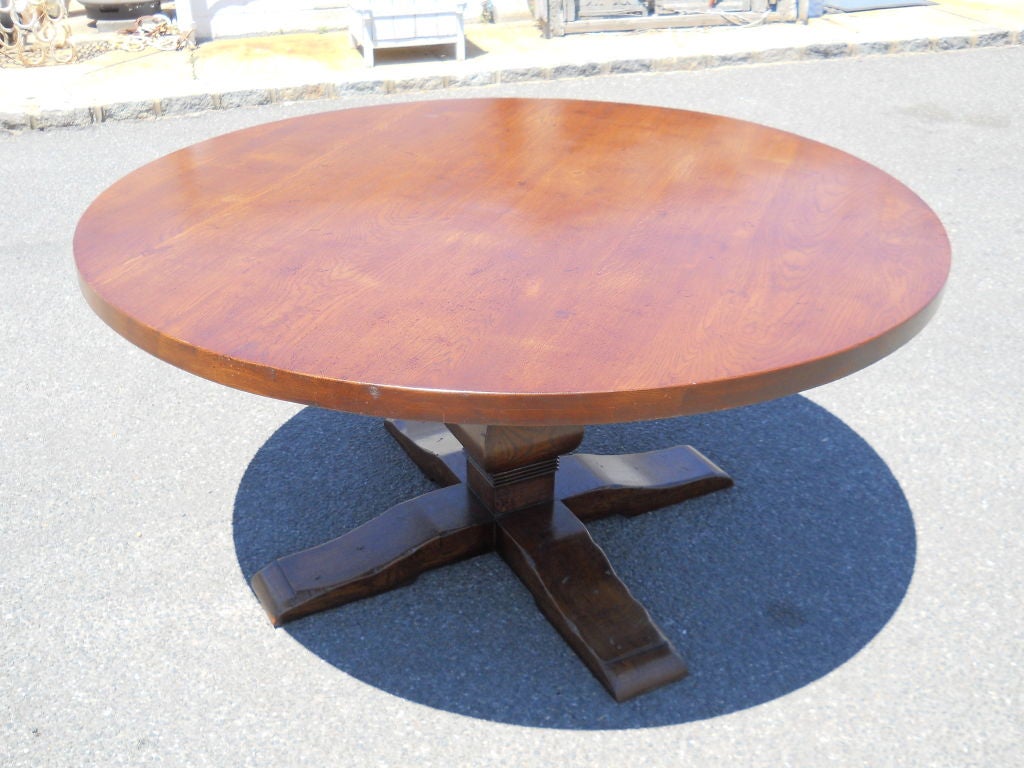 Custom round top pedestal base dining table For Sale at 1stDibs