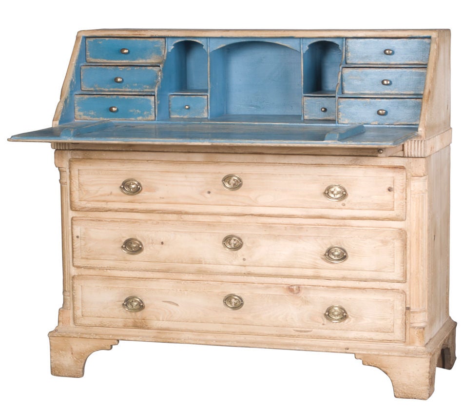 Fall Front Desk with Interior Paint For Sale at 1stDibs