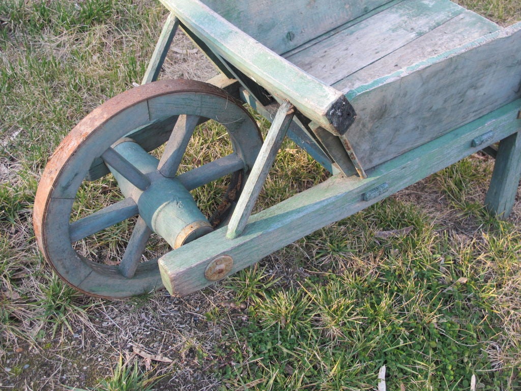 Green Painted Wheelbarrow For Sale at 1stDibs