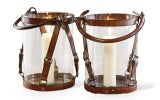 Leather Wrapped Glass Lanterns For Sale at 1stDibs