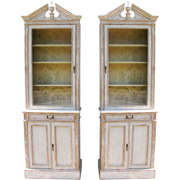 Pair French Narrow Bookcases at 1stDibs