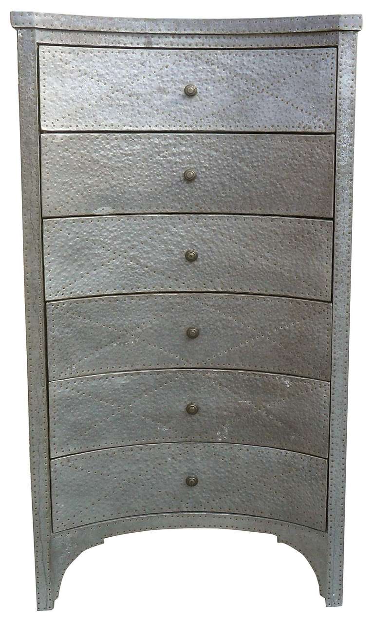 Hammered Metal Tall Chest of Drawers For Sale at 1stDibs