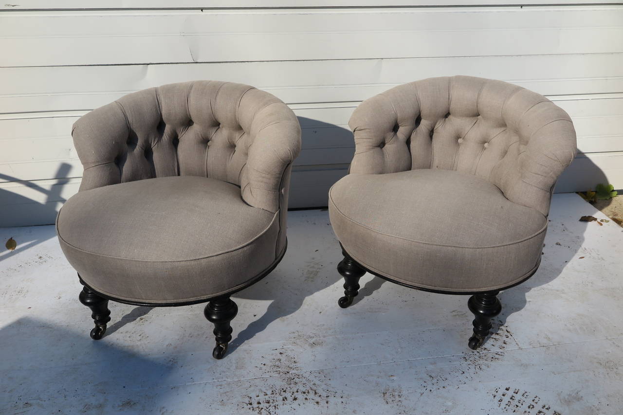 Pair of French Boudoir Chairs For Sale at 1stDibs