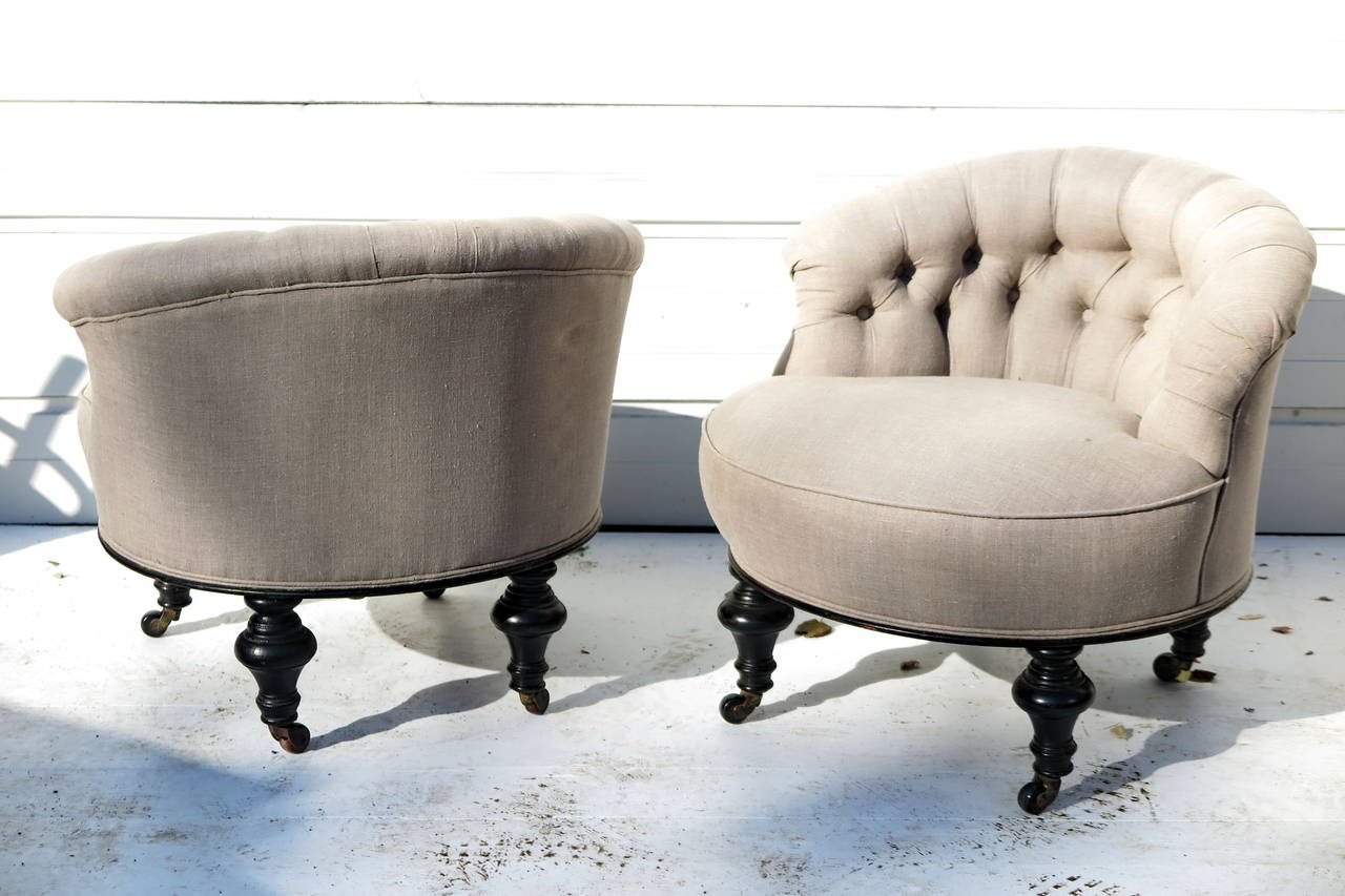 Pair of French Boudoir Chairs For Sale at 1stDibs