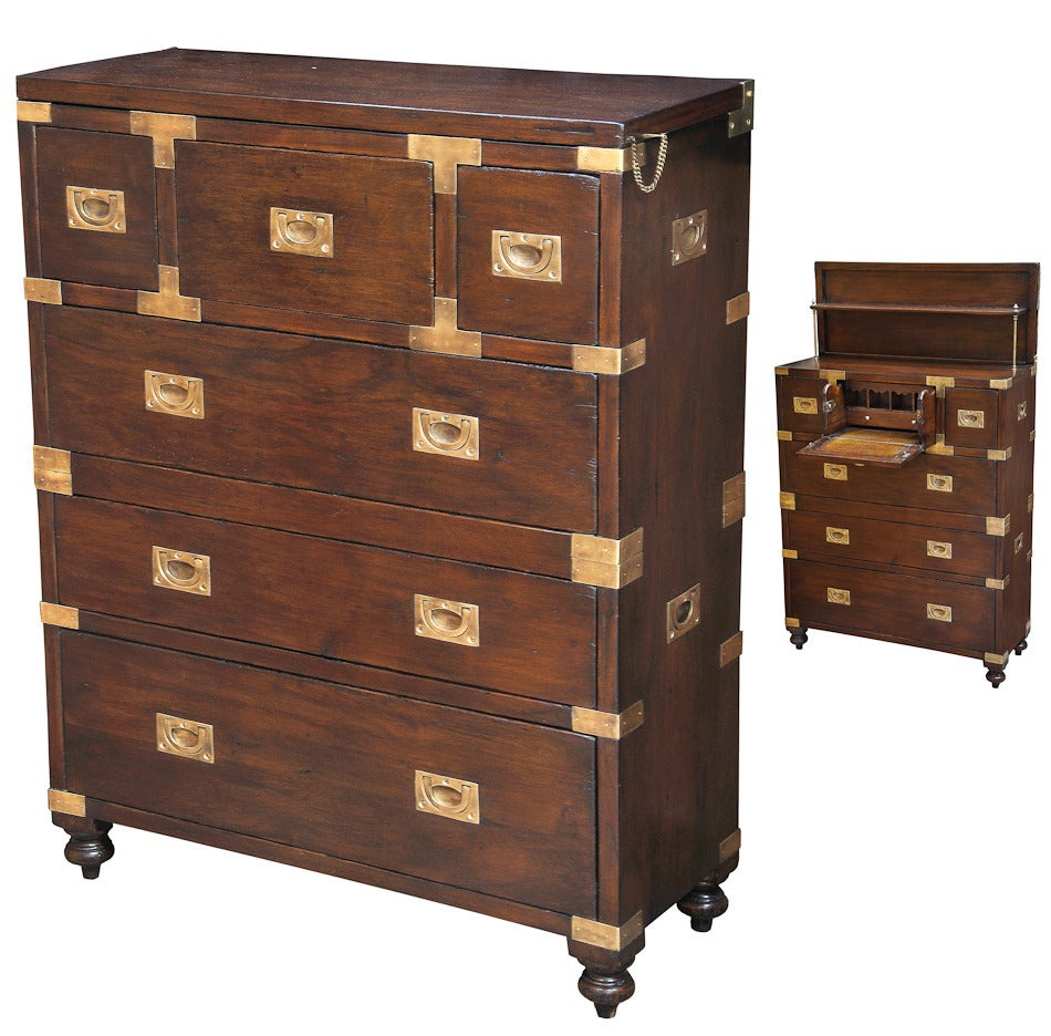 Campaign Chest with Secretaire Drawer For Sale at 1stDibs
