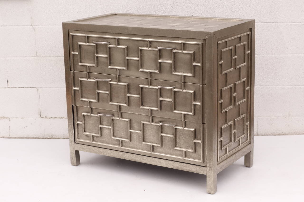 Patterned Metal Chest of Drawers For Sale at 1stDibs