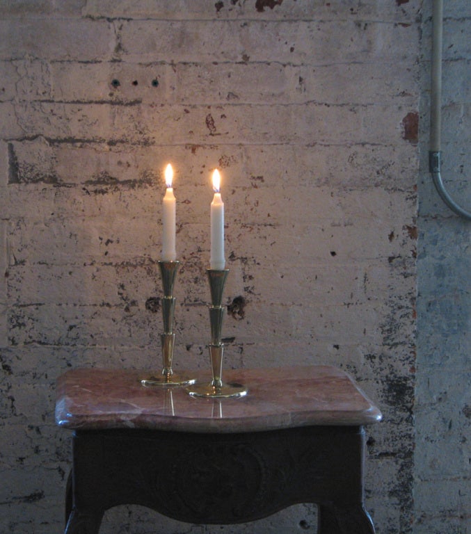 Cubist Art Deco Brass Candlesticks at 1stDibs
