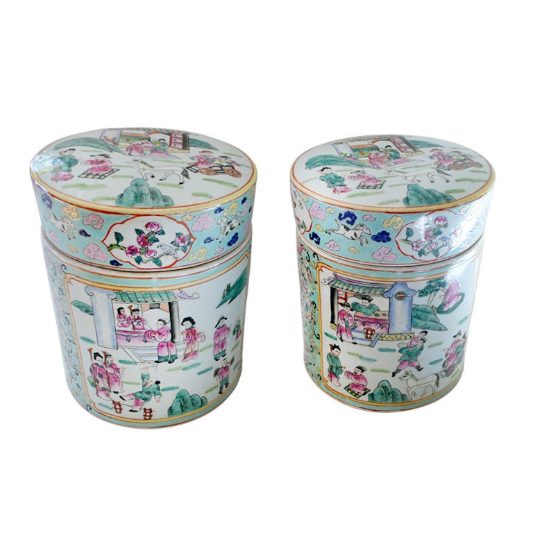 Pair of Chinese Covered Jars at 1stDibs